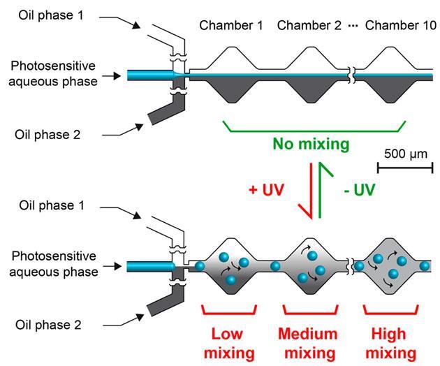 LED triggers microfluidic mixing | Research | Chemistry World